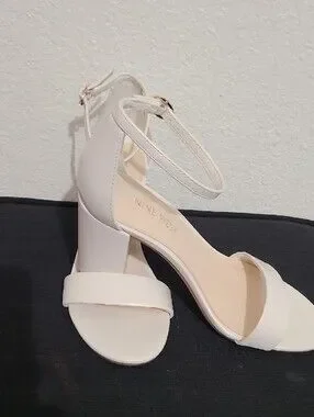Nine West | Shoes | Nine West Cream Opentoe Anklestrap Block Heels ...